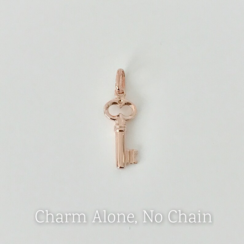 14K Solid Gold Key Pendant Necklace Small Size detailed - Etsy