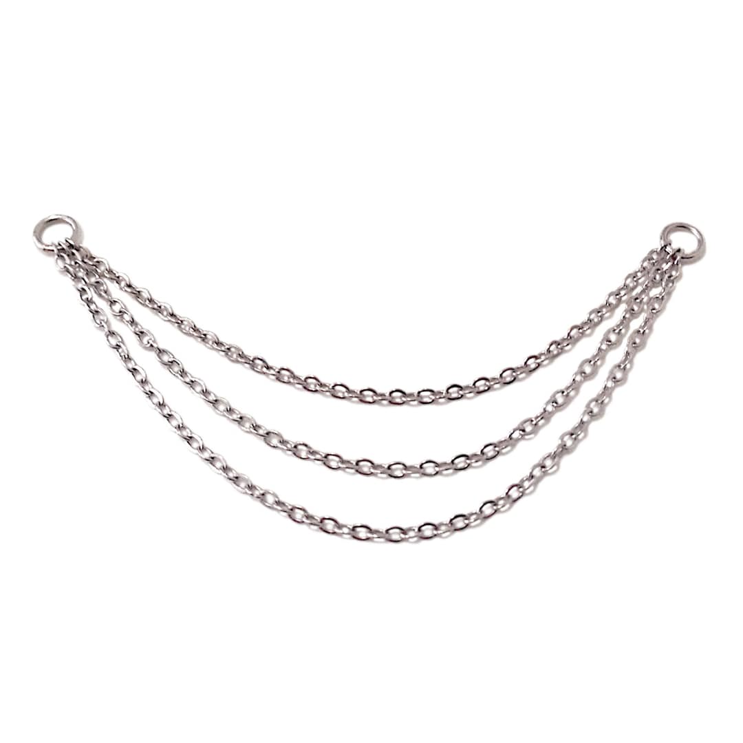 Triple Chain 14K Solid Gold Earring Jacket (convertible Dainty Dangle ...