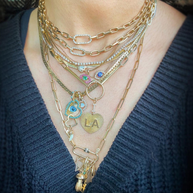 Snake 14K Solid Gold Enhancer Round Charm Pendant Lock, Large Size (real 14K Solid Gold Snake ...