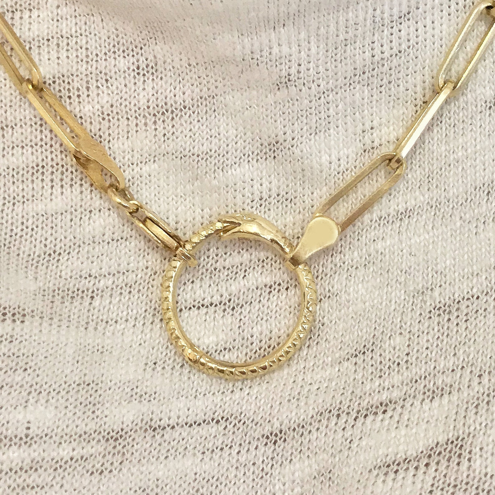 Snake 14K Solid Gold Enhancer Round Charm Pendant Lock, Large Size (real 14K Solid Gold With ...