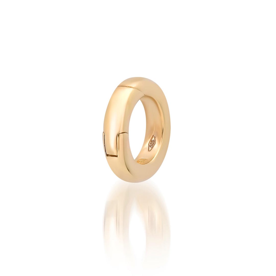 14K Solid Gold Charm Enhancer: Thick Round Endless Push Lock Clicker ...