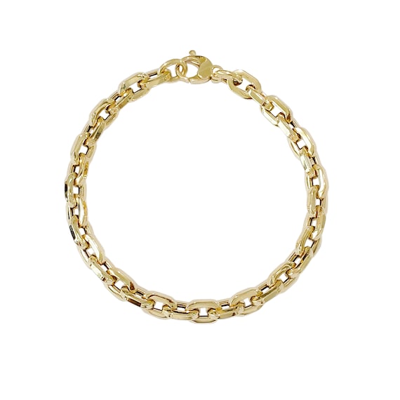 Flat Oval Link 14K Solid Gold Italian Chain Thick Link - Etsy