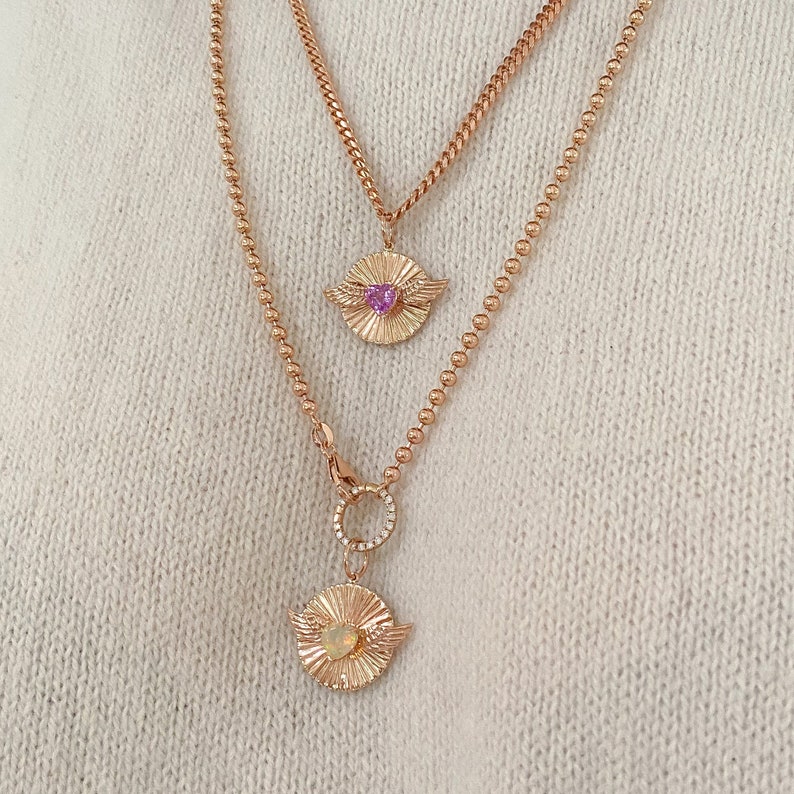 Diamond Charm Enhancer Pendant 14K Solid Gold Connector Lock: Double ...