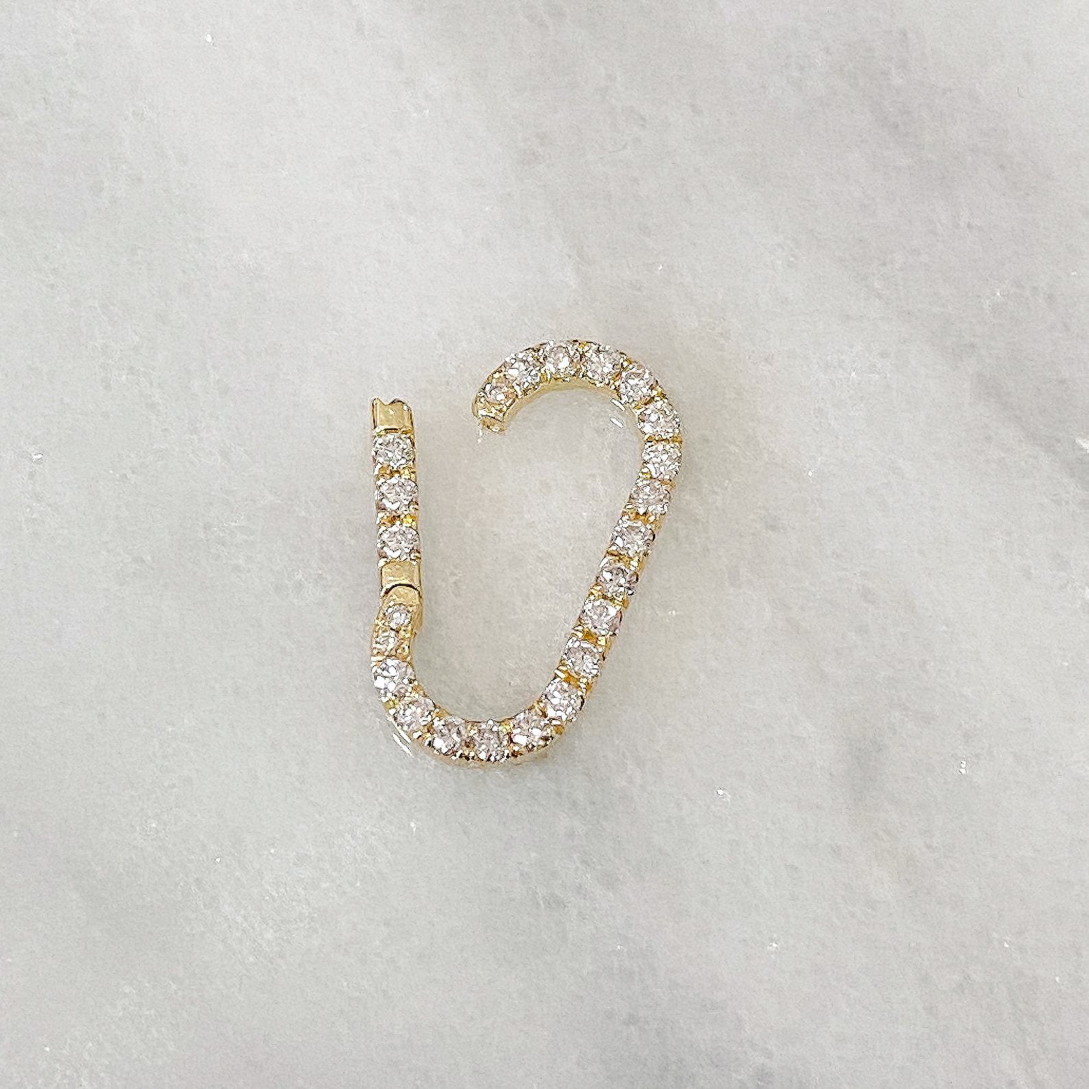 Diamond Elongated Oval 14K Solid Gold Enhancer Charm Pendant Lock ...