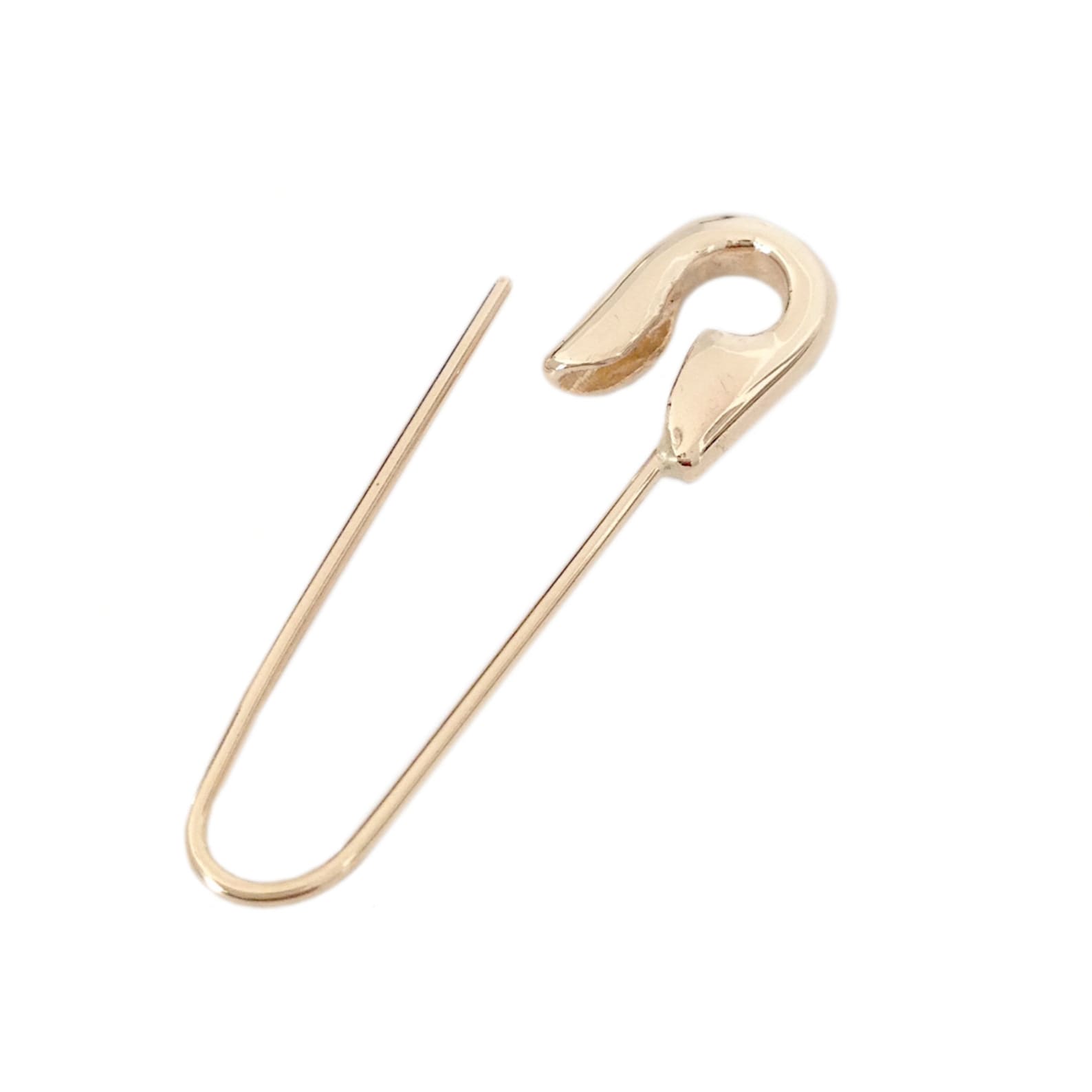 Safety Pin Earring Solid 14K Gold Large Size Dangle Threader | Etsy