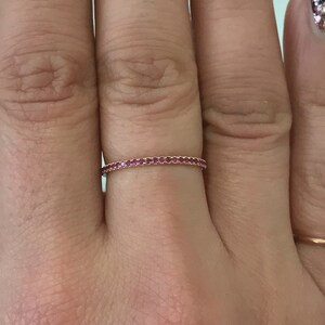 Ruby 14K Solid Gold Stack Eternity Micro Pavé Band Ring (real Natural ...