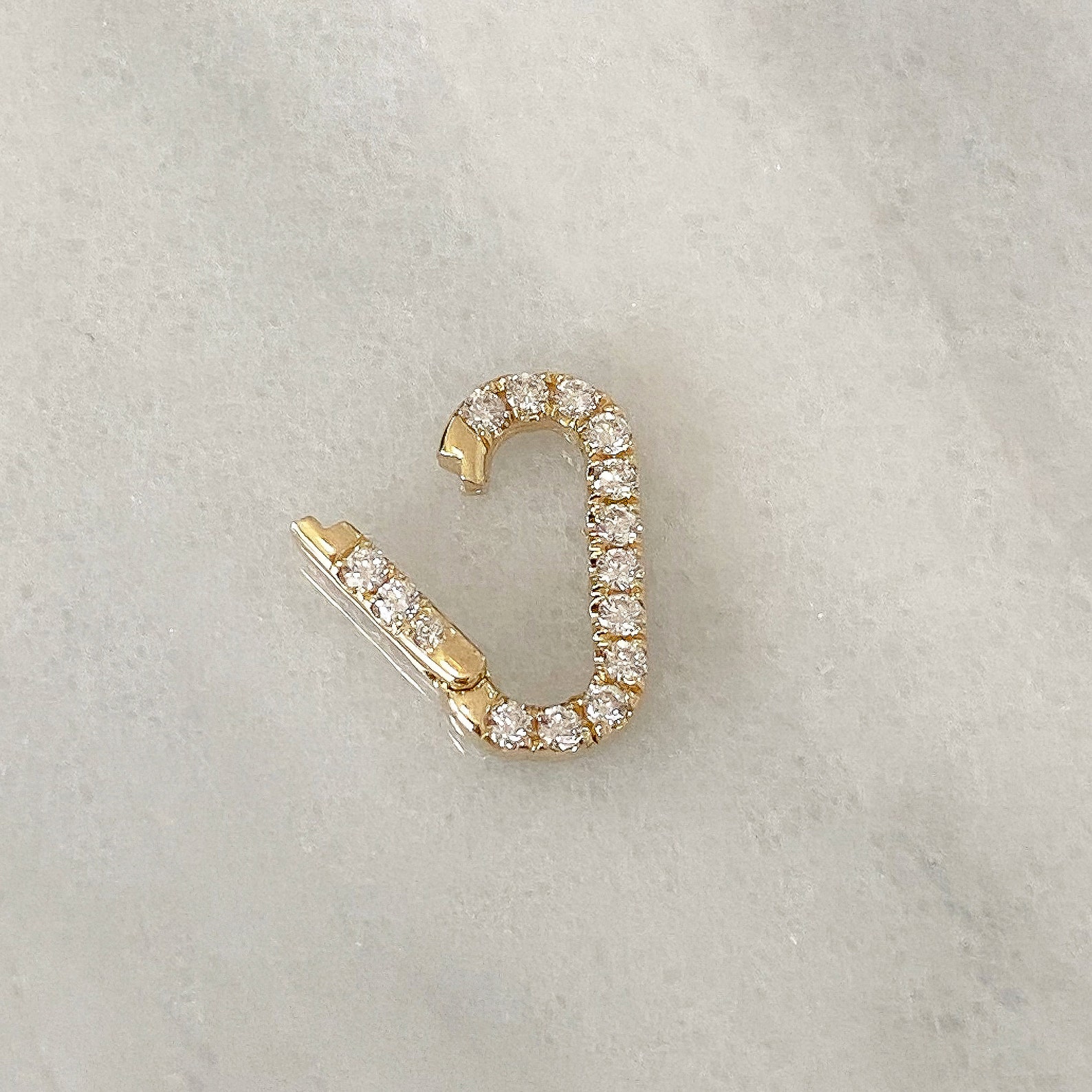Diamond Oval 14K Solid Gold Enhancer Charm Pendant Connector Lock ...