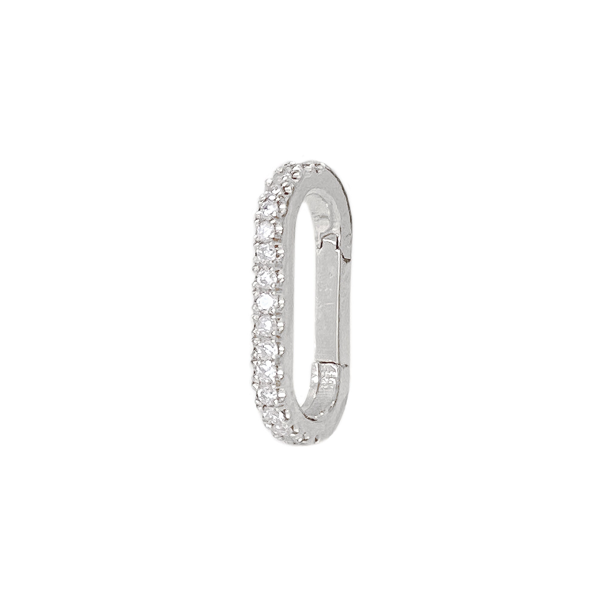 Diamond Elongated Oval 14K Solid Gold Enhancer Charm Pendant Lock (half ...