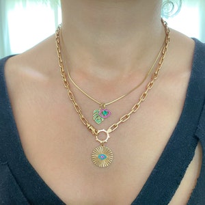 14K Solid Gold Enhancer Round Charm Pendant Lock real 14K | Etsy UK