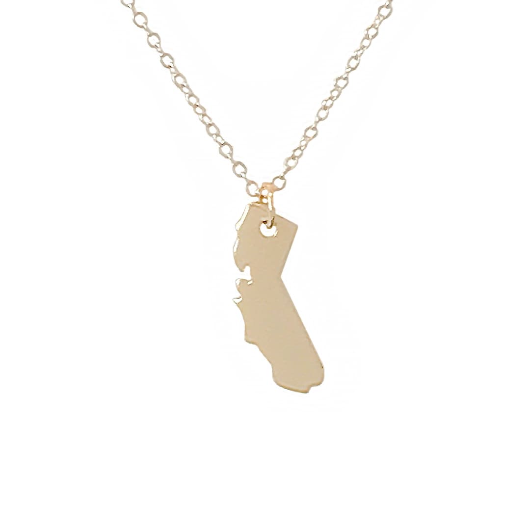 California State Charm 14K Solid Gold Necklace (real Solid Gold Cali ...