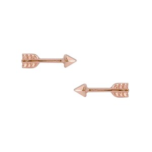 Arrow Stud 14K Solid Gold Earrings {dainty Unique Real Gold Tiny Bow & Arrows Available as ...
