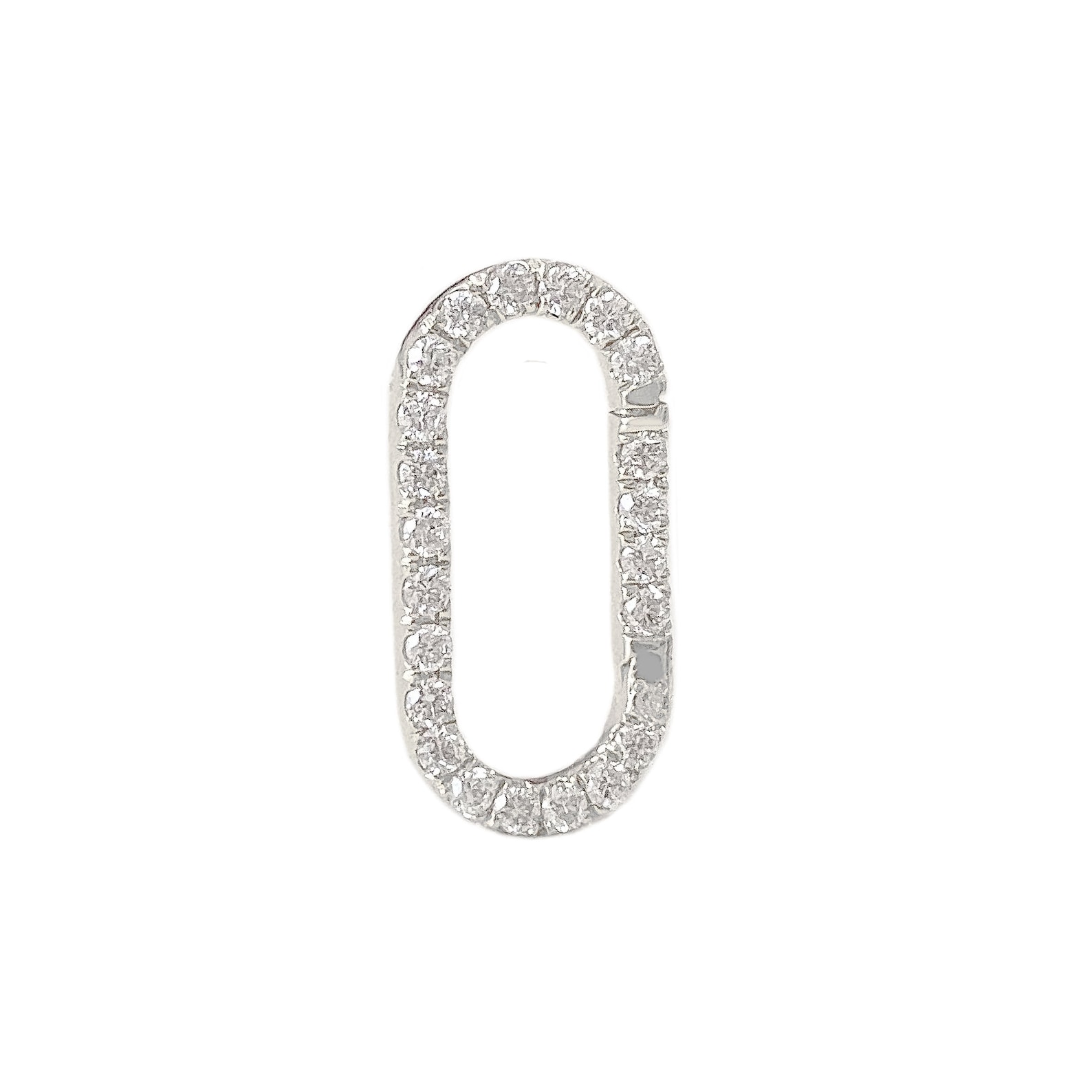 Diamond Elongated Oval 14K Solid Gold Enhancer Charm Pendant Lock ...