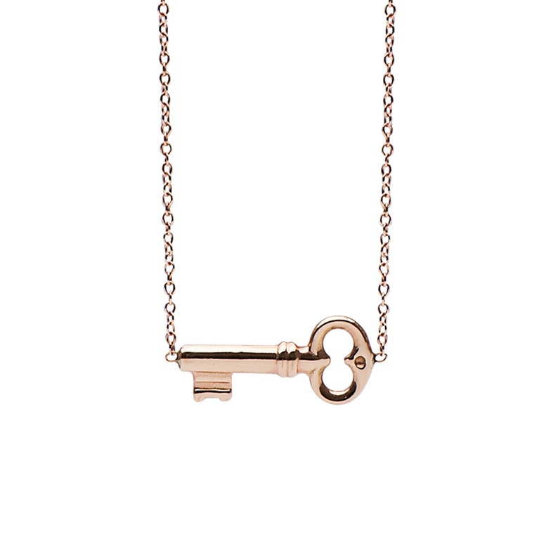 14K Solid Gold Key Pendant Necklace Small Size detailed - Etsy