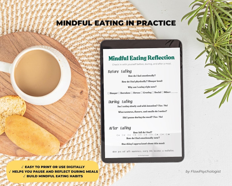 Mindful Eating Reflection Page – Printable PDF for Awareness Before ...
