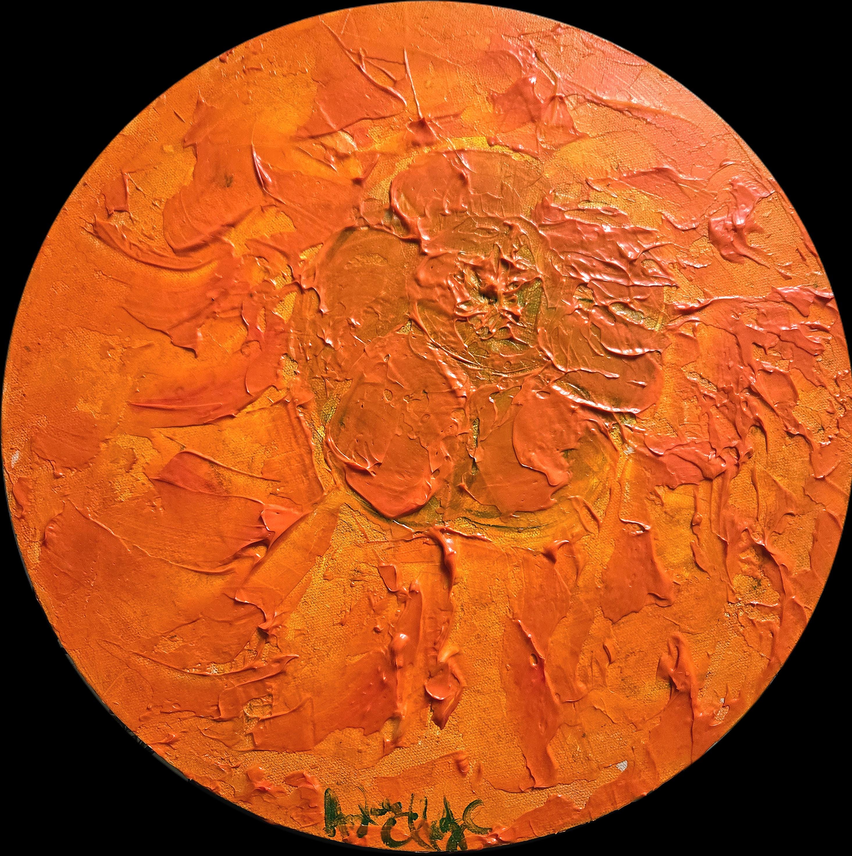 Sumo Circle: Original Highly Textured Acrylic Citrus Fruit Painting on ...