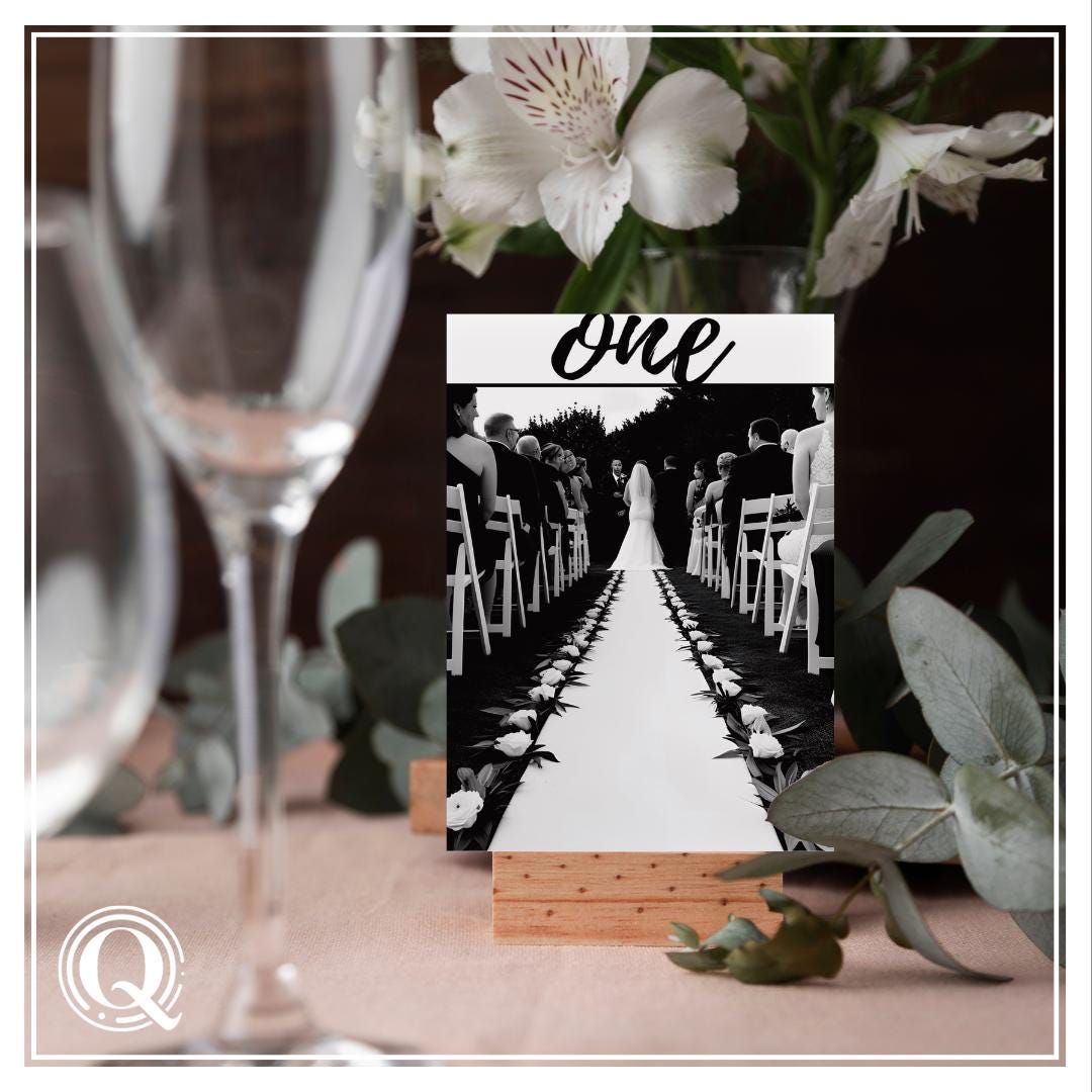 B&W Photo Table Numbers - Downloadable, Editable, and Printable Canva ...