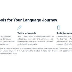 Language Learning Journal – Printable Study Planner With Vocabulary ...