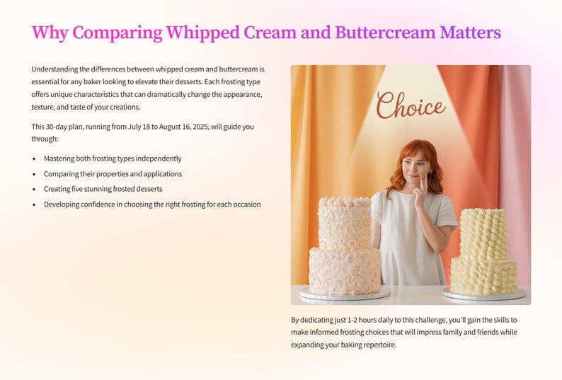 Frosting Comparison Chart – Whipped Cream Vs Buttercream (printable) - Etsy