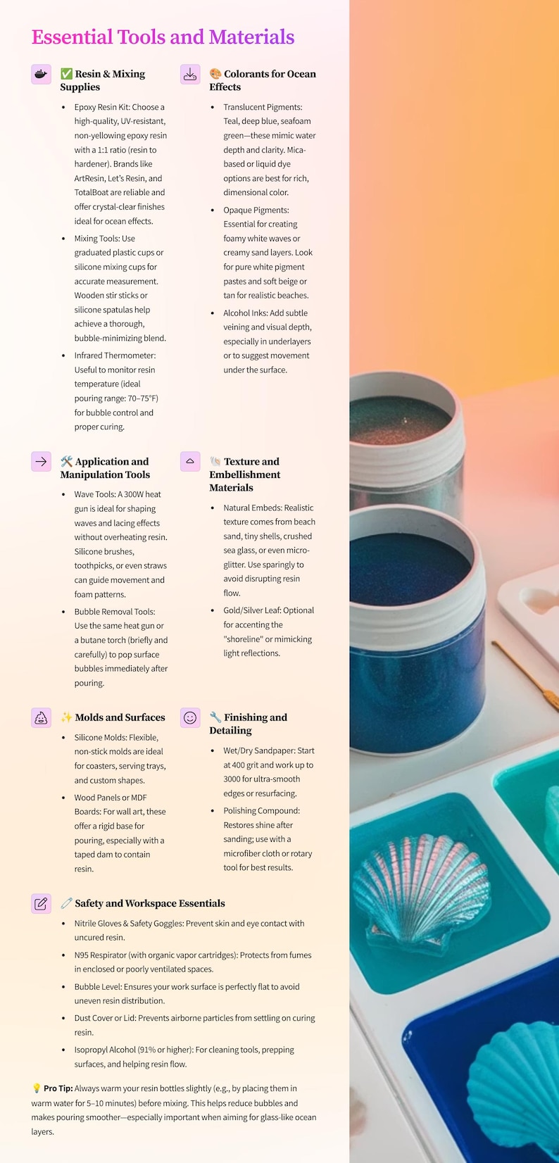 Ocean Resin Art Guide – Create Stunning Waves, Beaches & Coastal Decor Using Epoxy Techniques ...