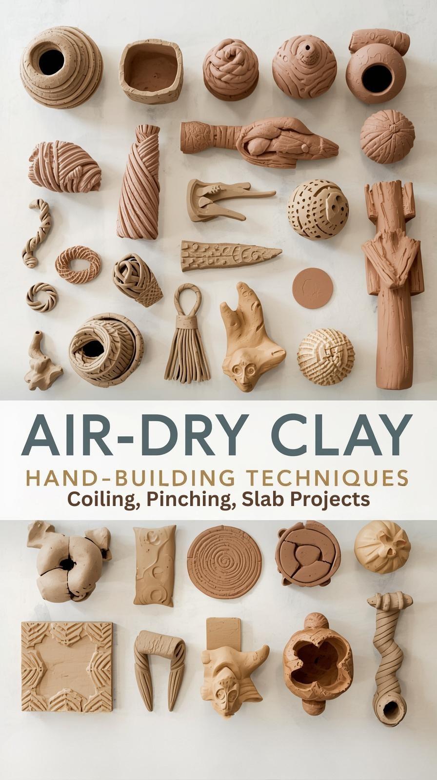 Air-dry Clay Hand-building Techniques: Coiling, Pinching, Slab Projects ...