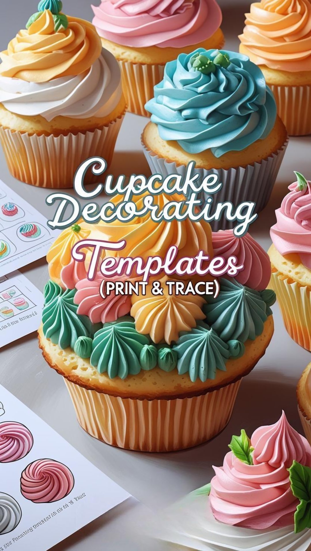 Printable Cupcake Decorating Templates – Frosting Piping Guide (digital ...