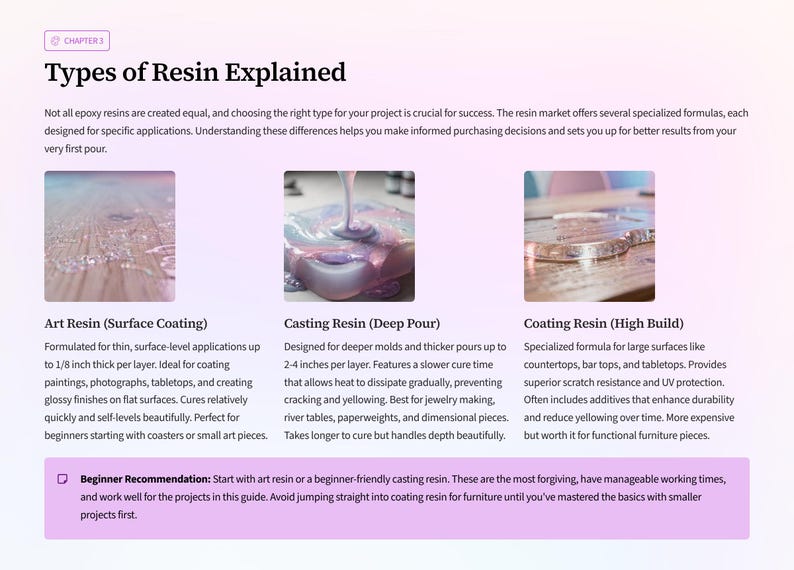 Epoxy Resin Art Guide for Beginners, Jewelry & Decor Projects (PDF ...