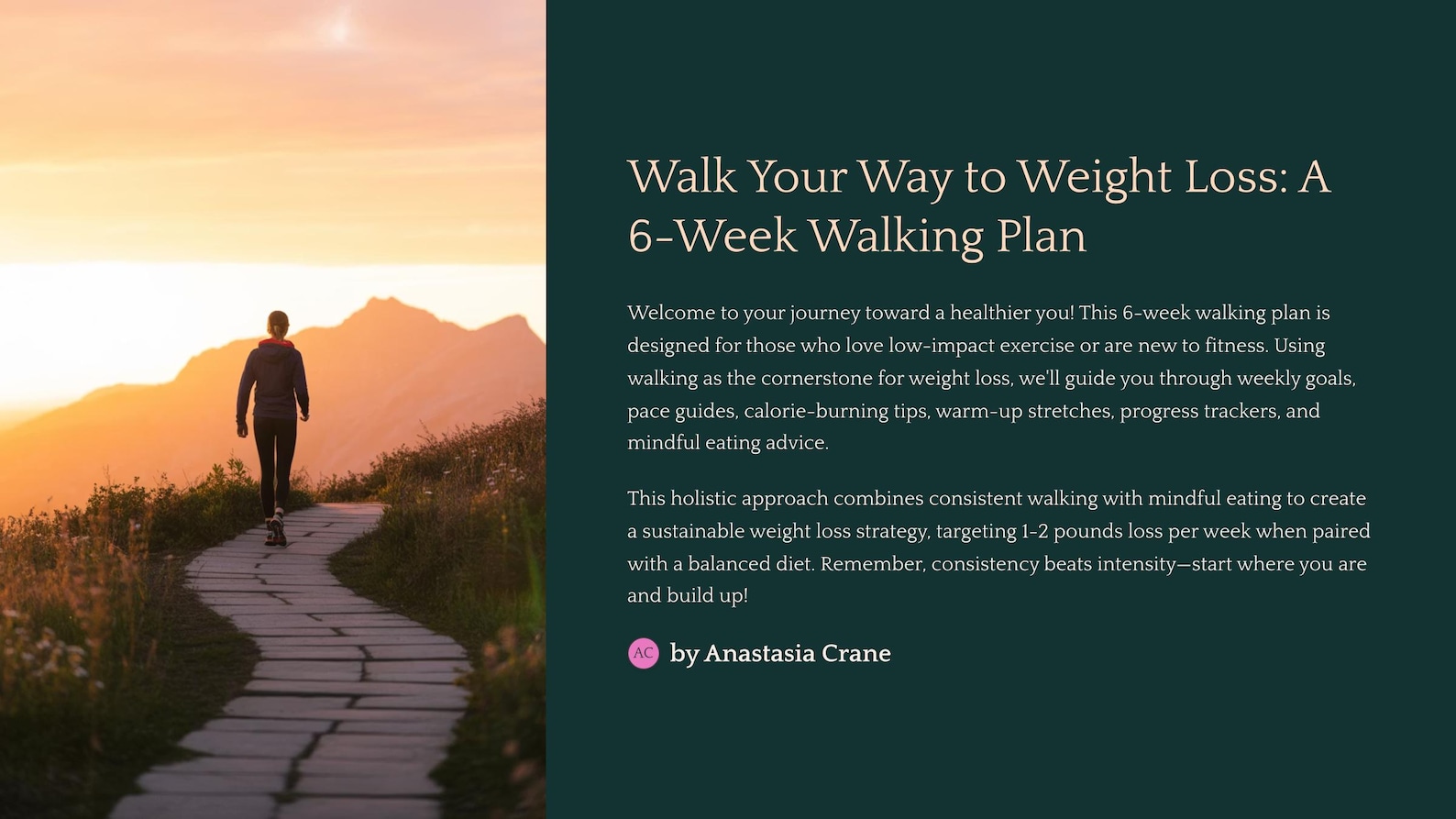 Walk Your Way to Weight Loss – 6-week Walking Plan for Beginners | Printable Fitness Tracker ...