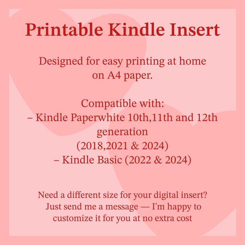 Kindle Insert for Clear Case - Printable Bookish Design for Kindle ...