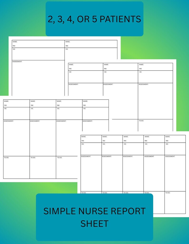 Simple Nurse Report Sheet | Med Surgery | RN | Nurse Brain | Multi ...