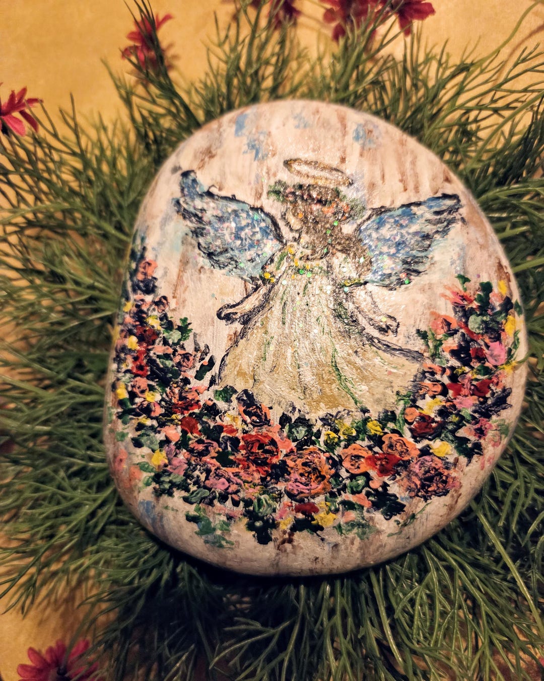 Angel, Small Angel, Country Home Accents, Painted Angel Rock - Etsy