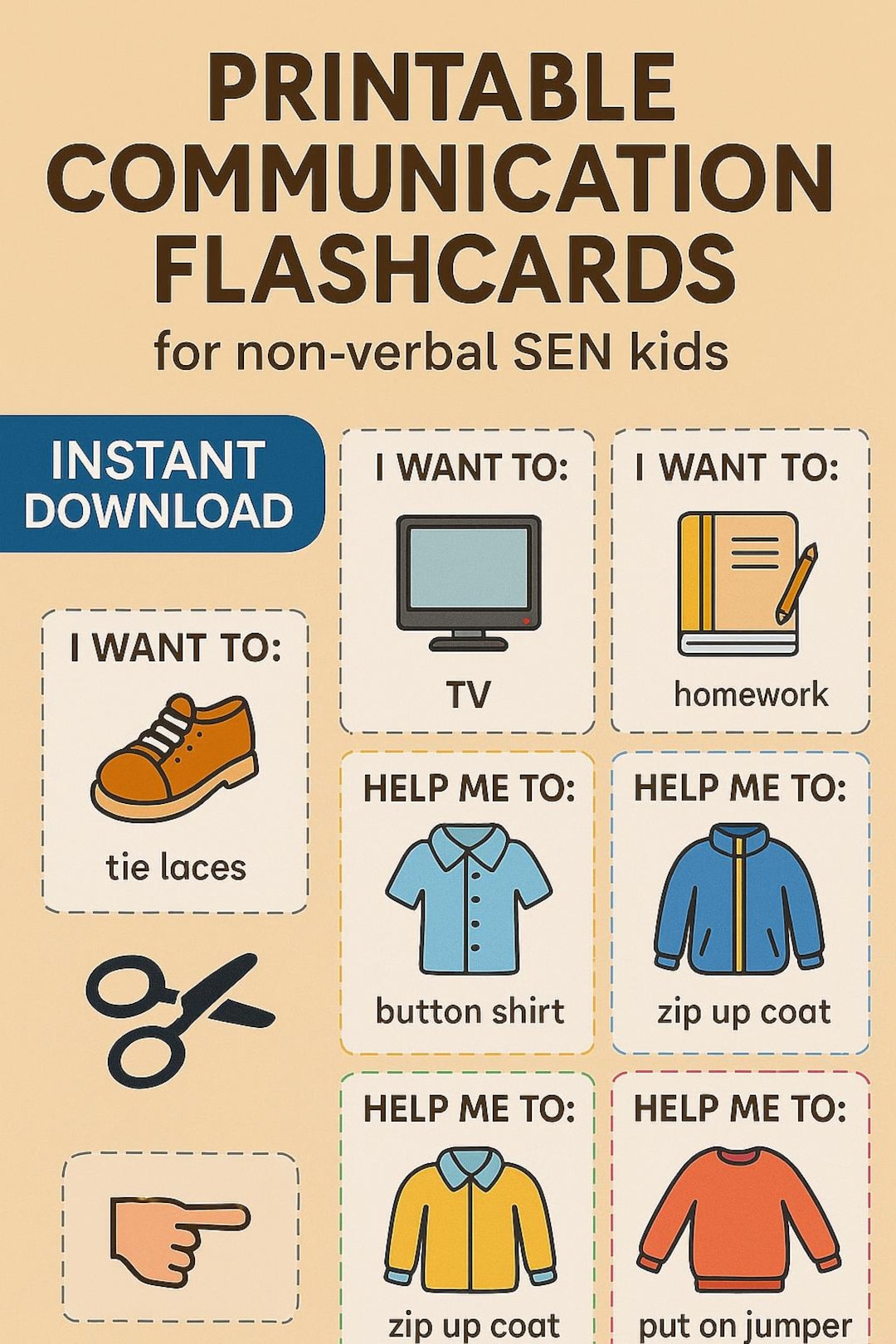Printable Visual Communication Flashcards for Non-verbal SEN Kids ...