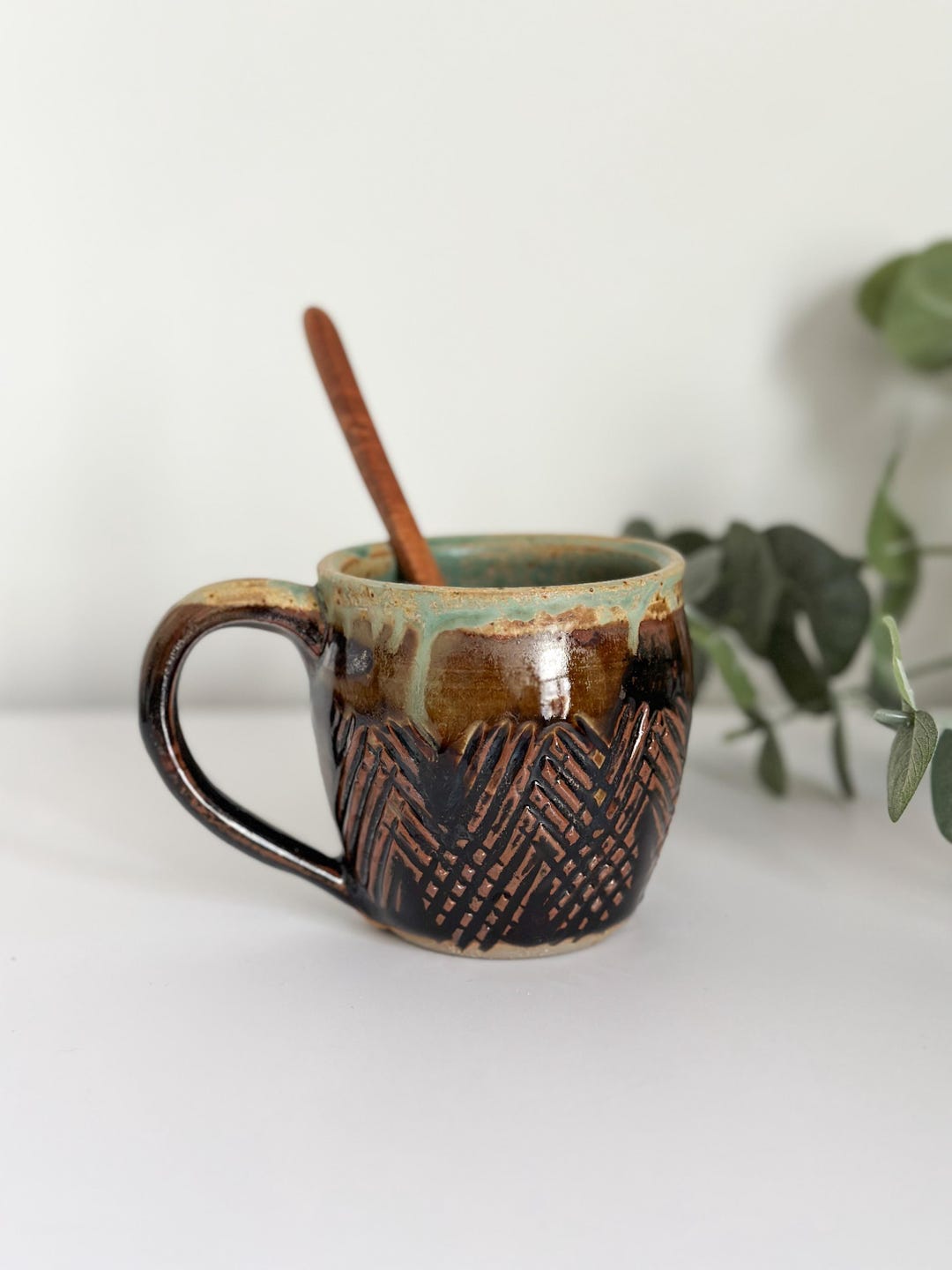 Handmade Stoneware Coffee Mug: Rustic Brown Glaze, Artist Signed - Etsy