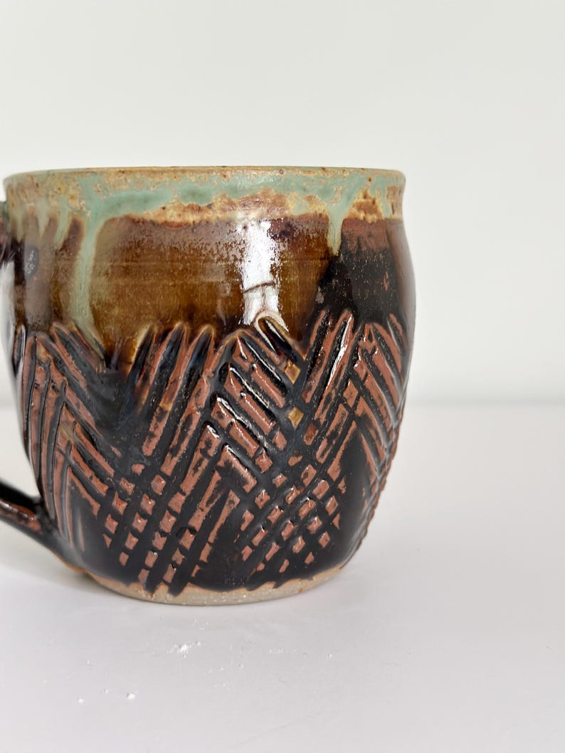Handmade Stoneware Coffee Mug: Rustic Brown Glaze, Artist Signed - Etsy