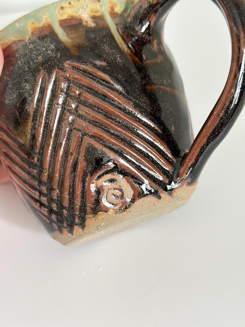 Handmade Stoneware Coffee Mug: Rustic Brown Glaze, Artist Signed - Etsy