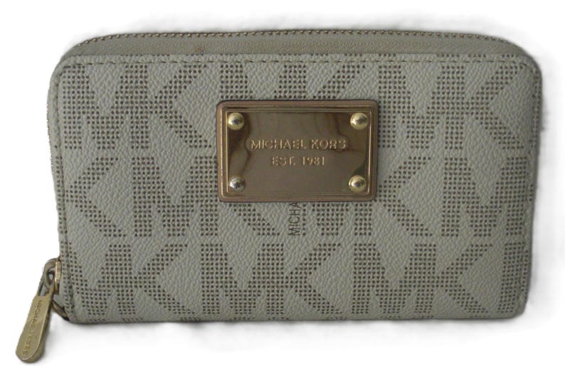 Michael Kors Logo Vanilla Acorn Almond Designer Full Zip Wallet - Etsy