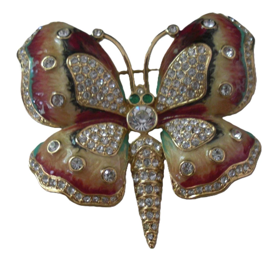 KJL Kenneth J Lane Princess Butterfly Pin Brooch Rhinestones Gold ...