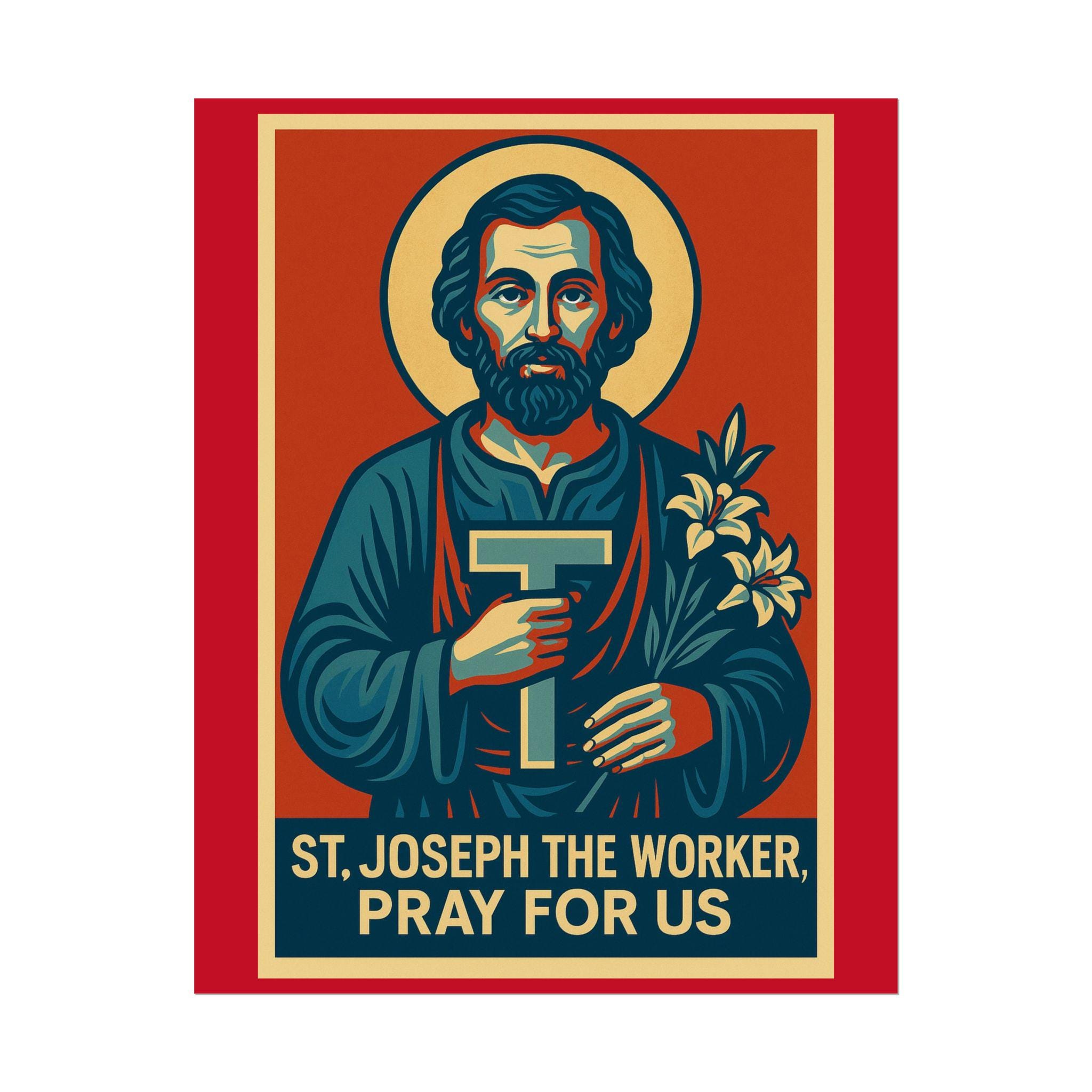 St. Joseph the Worker Rolled Poster, Religious Art Print, Catholic ...
