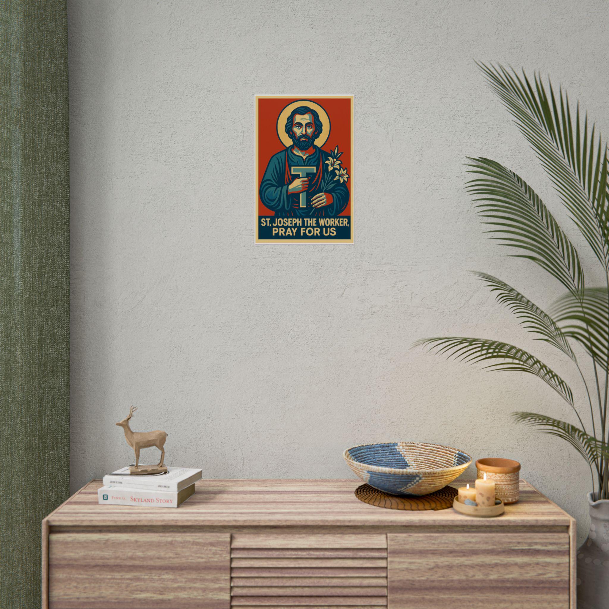 St. Joseph the Worker Rolled Poster, Religious Art Print, Catholic ...