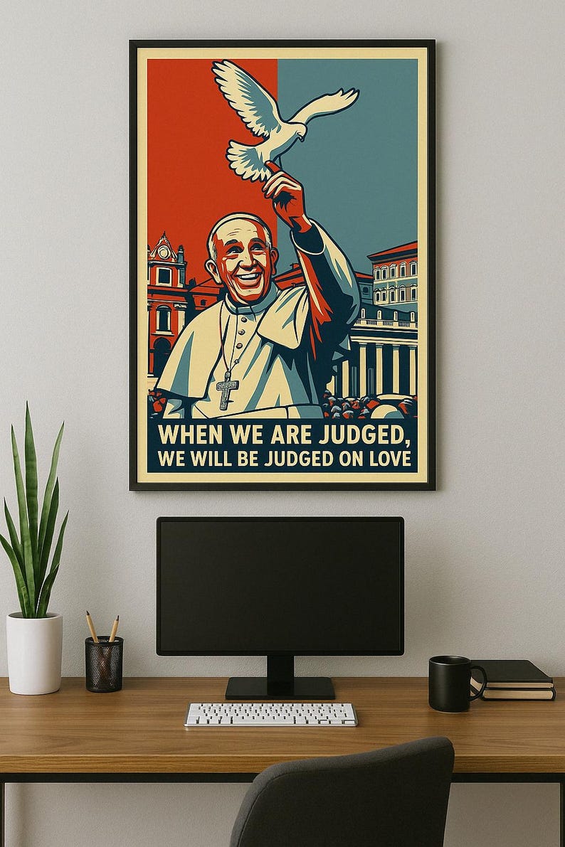 Aesthetic Pope Francis in the Iconic Campaign Art Style in a ...