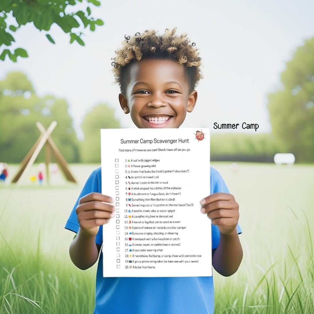 Summer Camp Scavenger Hunt Printable | Kids Outdoor Activity | Camp ...