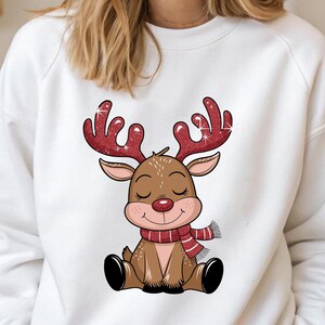 Cute Christmas Reindeer PNG, Cozy Holiday Sublimation Design, Christmas ...