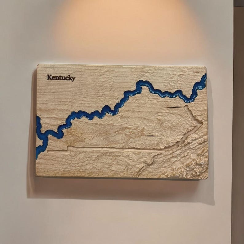 Kentucky Topographic Wooden 3D Relief State Map | 3D Wood Map Gift - Etsy