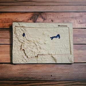 Montana 3D Topographic Wooden Map | Wood Carved Relief Map Gift | Made ...