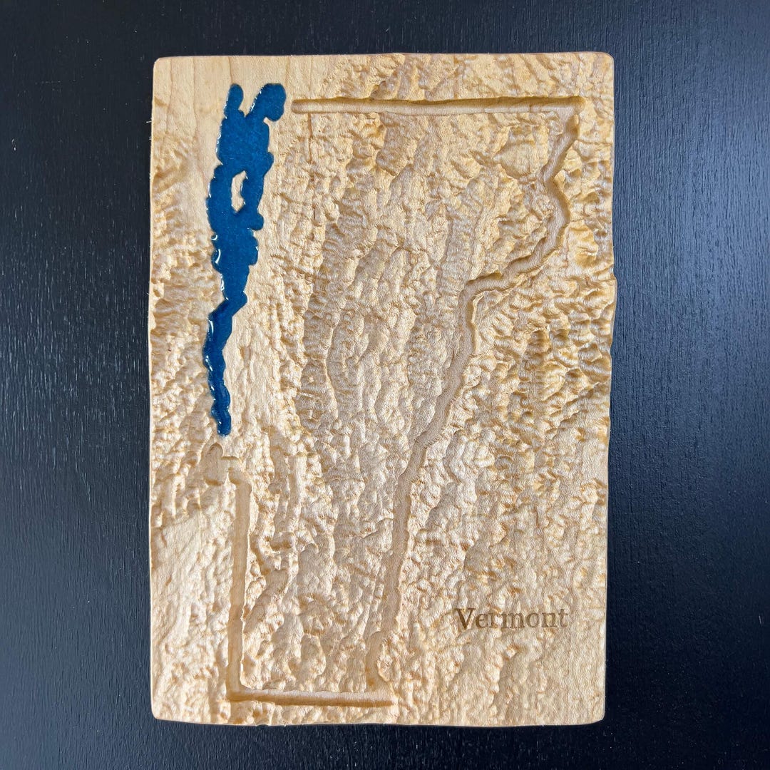 Vermont State Topographic 3D Relief Map | Wood Epoxy Art | Made in USA ...