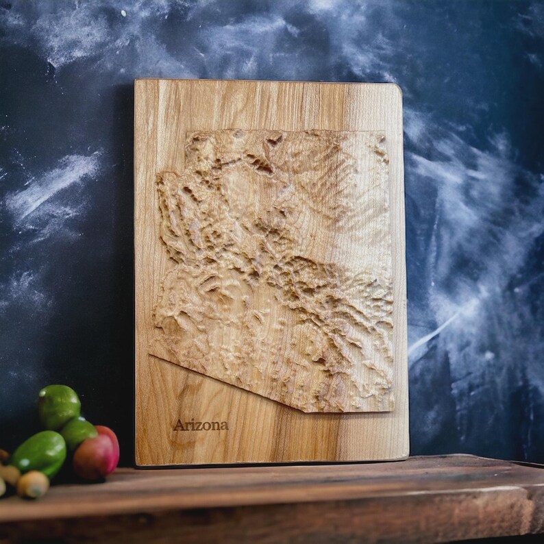 Arizona 3D Topographic Wooden Map | Wood Carved Relief Map ...