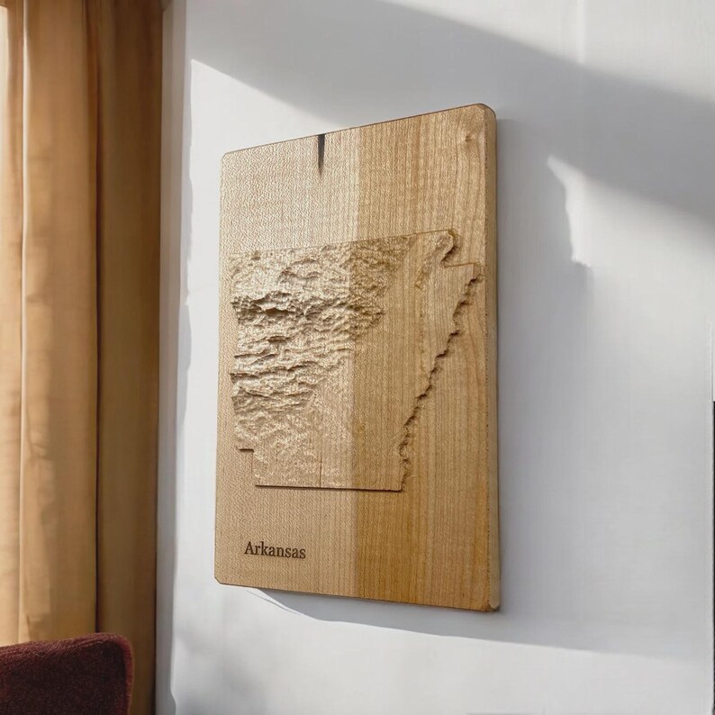 Arkansas Topographic 3D Relief State Map With Water Options | Desk ...