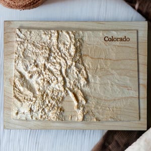 Colorado Wooden Relief Map | 3D Topographical Map of Colorado | Unique ...