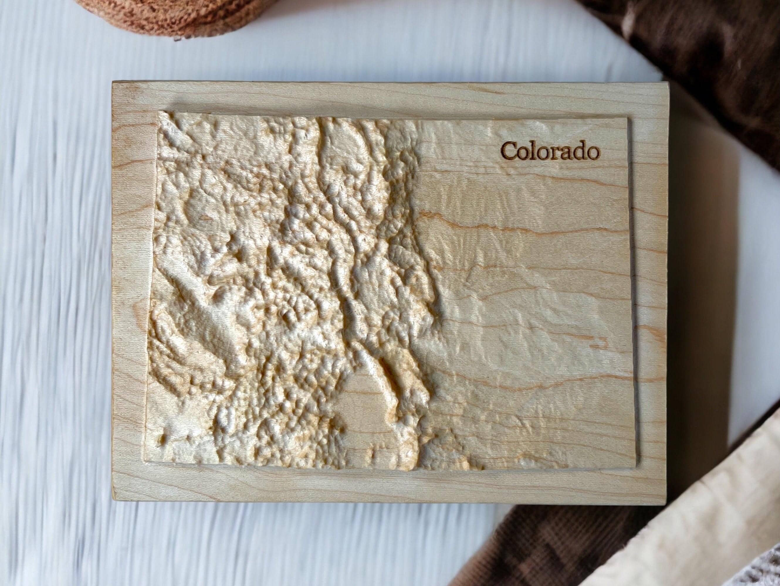 Colorado 3D Topographical Wood Map | 3D Relief Map Decor | Rocky ...