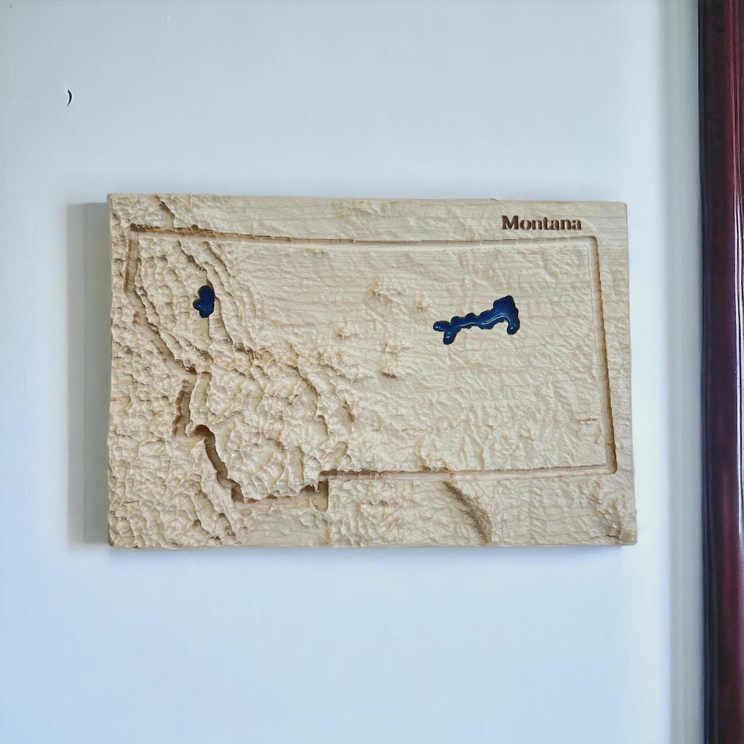 Montana 3D Topographic Wooden Map | Wood Carved Relief Map Gift | Made ...