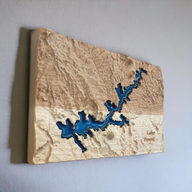 Lake Powell 3D Relief Map | Lake Powell Wood Epoxy Art | Lake Powell ...